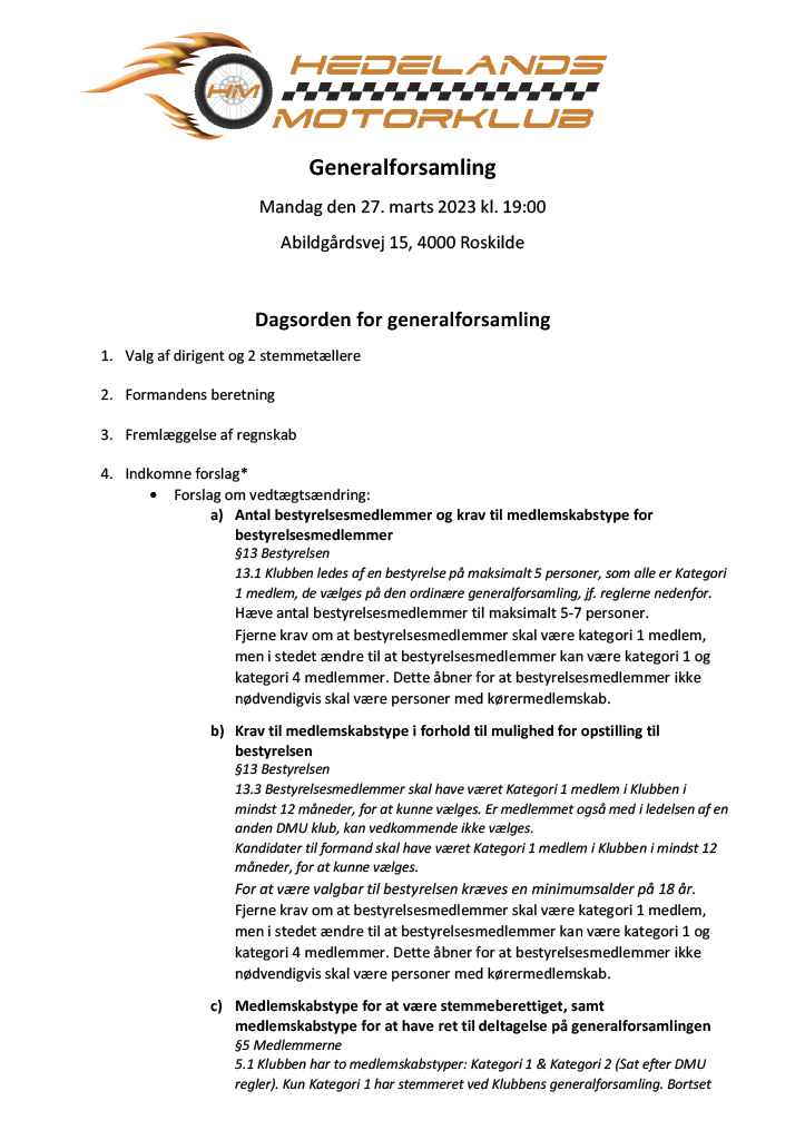 Indkaldelse til Generalforsamling Mandag den 27. marts 2023 kl. 19:00 ...